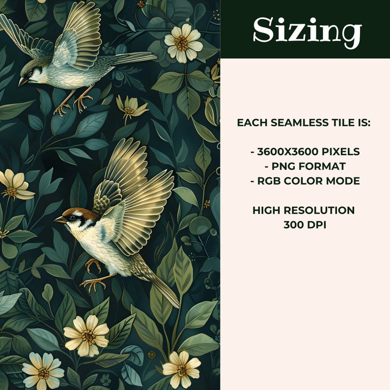 Woodland Pattern Birds Seamless Paper Woodland Sparrows Pattern Bird ...