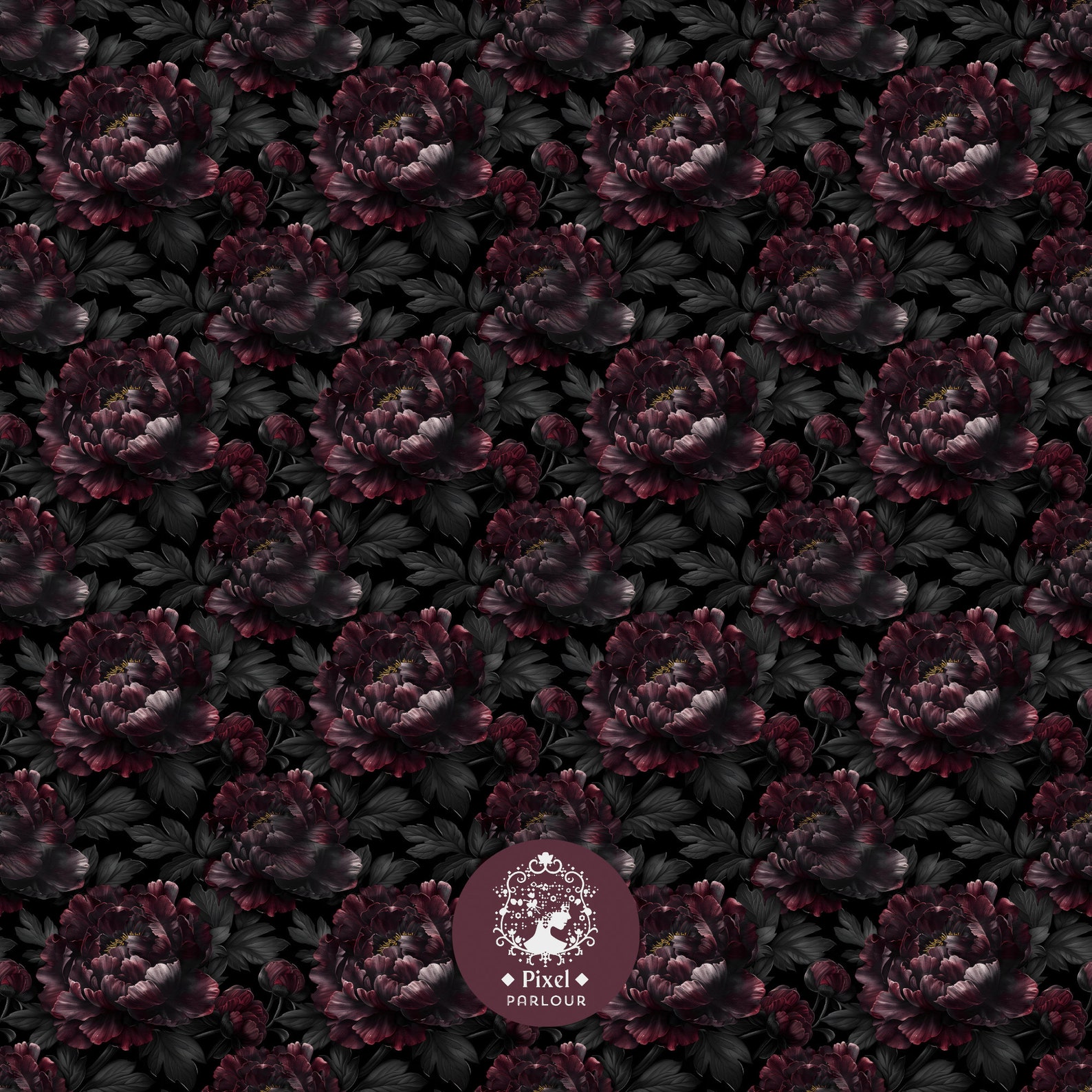 Gothic Peonies Print Seamless Pattern Peonies Dark Botanical Print ...