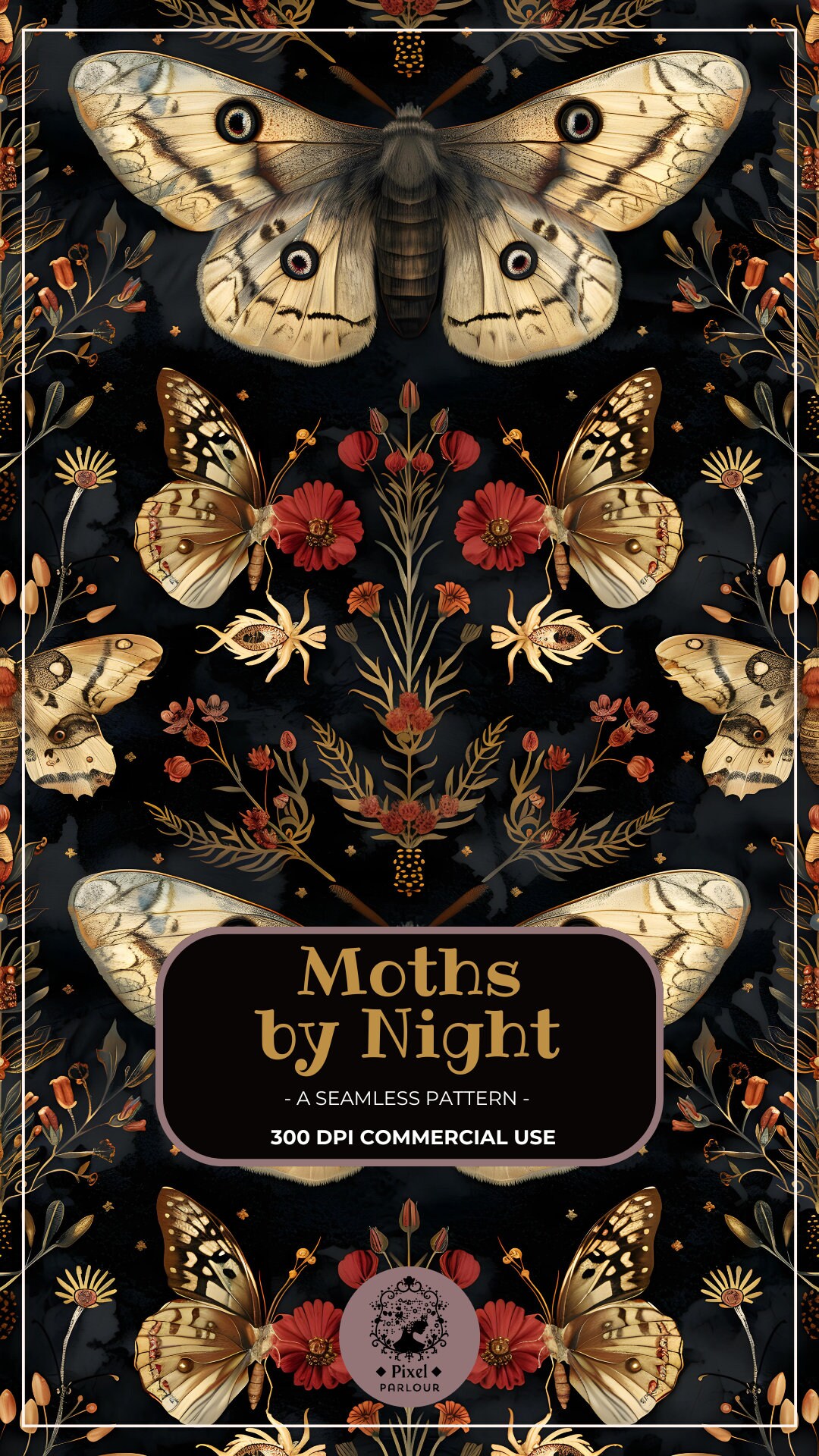 Moths Seamless Pattern Moth Wallpaper Moths Botanical Print Night Moths ...