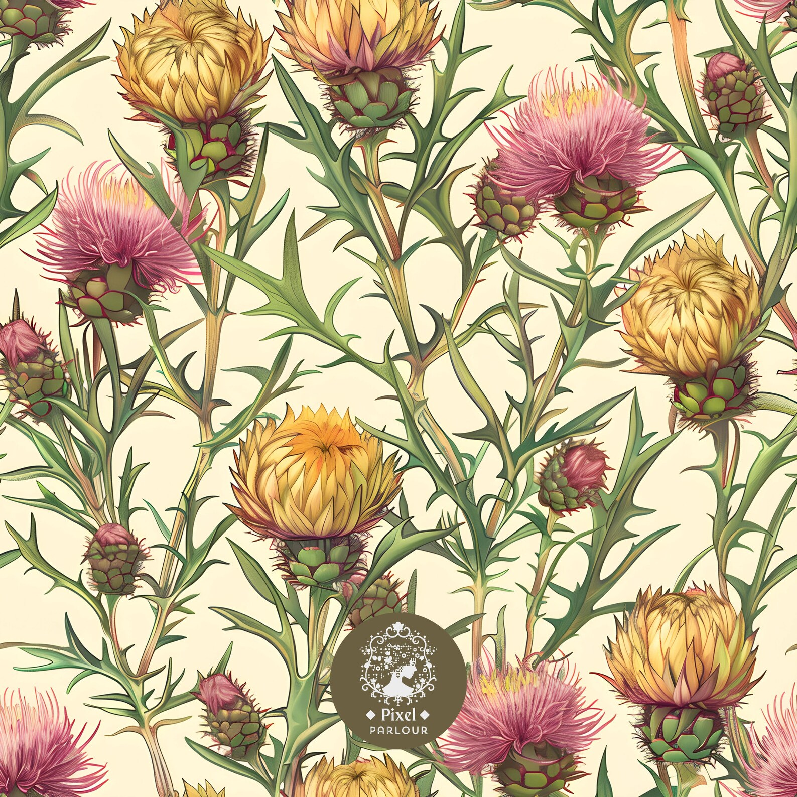 Thistle Print Seamless Pattern Milk Thistle Botanical Print Milk ...