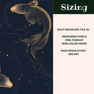 Seamless Koi Fish Print Celestial Koi Wallpaper Print Koi Seamless Pattern Koi Fish Wallpaper ...