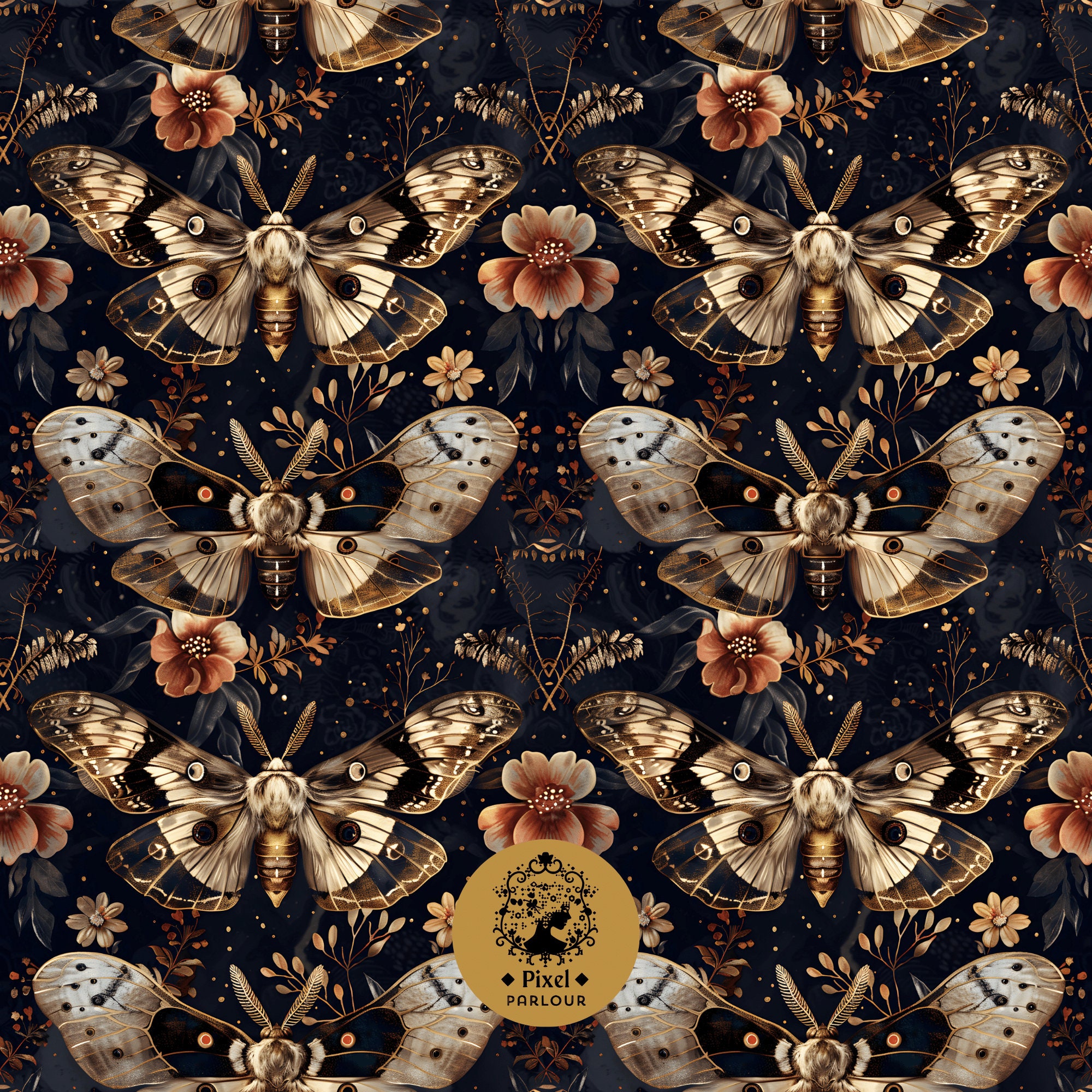 Moth Pattern Moth Wallpaper Moth Seamless Pattern Botanical Print Night ...