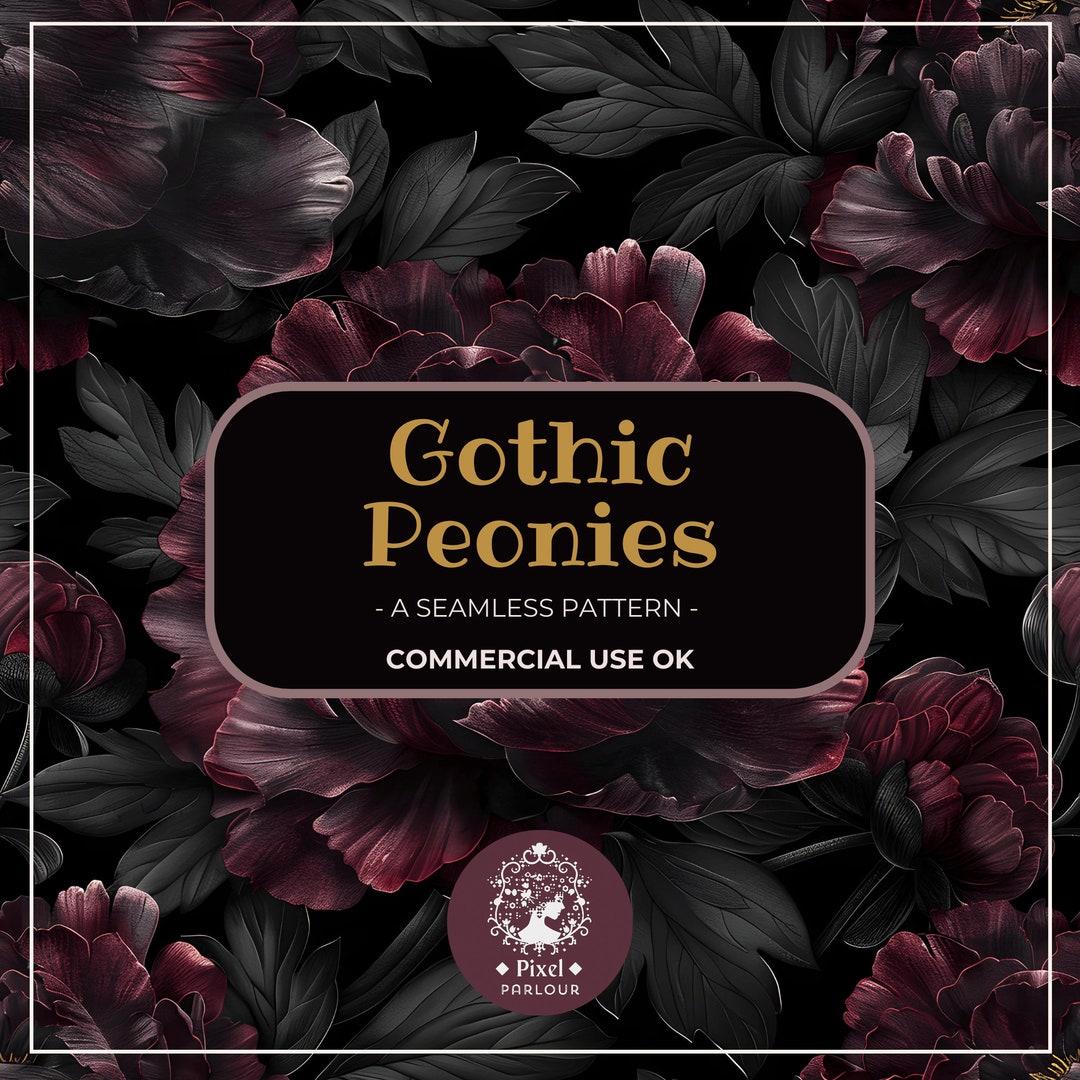 Gothic Peonies Print Seamless Pattern Peonies Dark Botanical Print ...