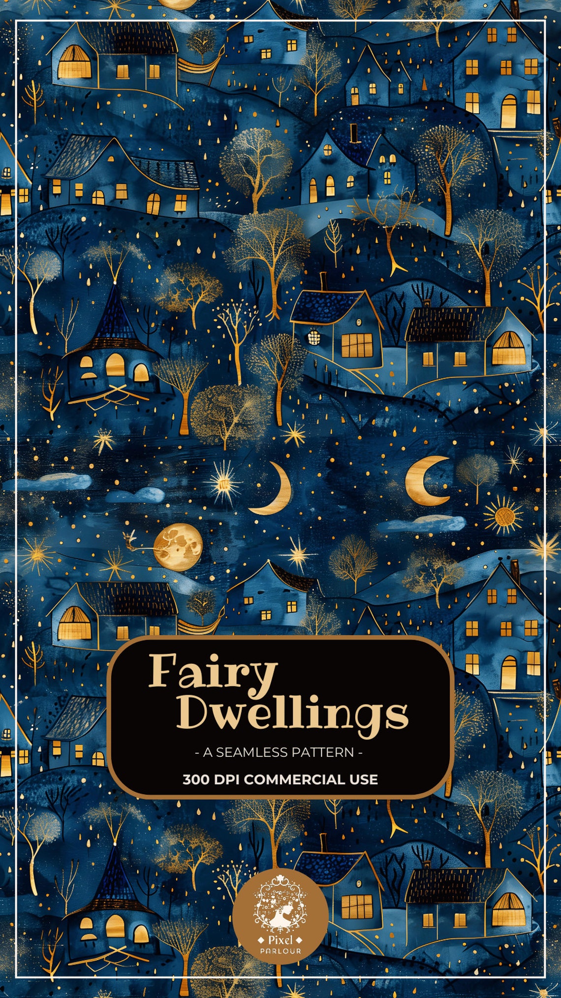 Fairy Village Pattern Fairy Pattern Fairy Seamless Pattern Night Time ...