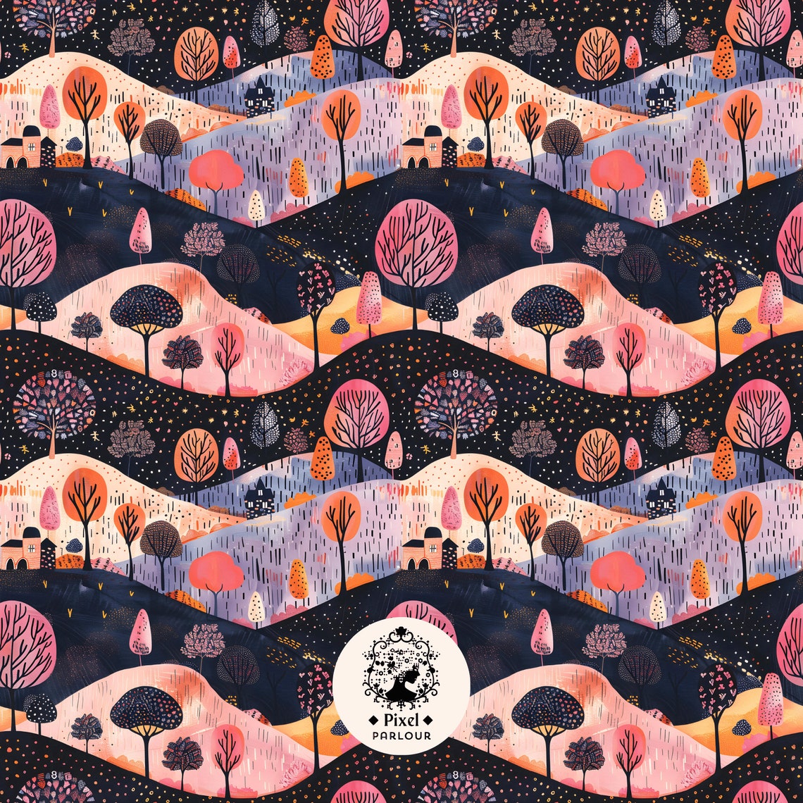Sweet Rolling Hills Seamless Pattern, Hills Print, Landscape Wallpaper ...