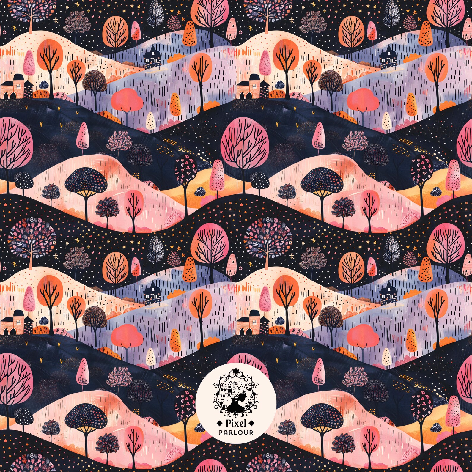 Sweet Rolling Hills Seamless Pattern, Hills Print, Landscape Wallpaper ...