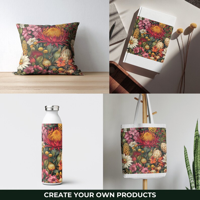 Australian Botanical Print Seamless Pattern Flowers Exotic Flowers ...