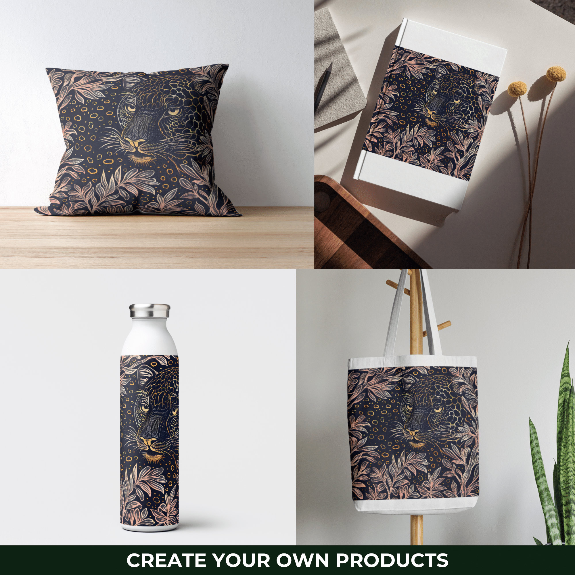 Jaguar Pattern Jaguar Wall Art Print Jungle Jaguar Seamless Pattern ...