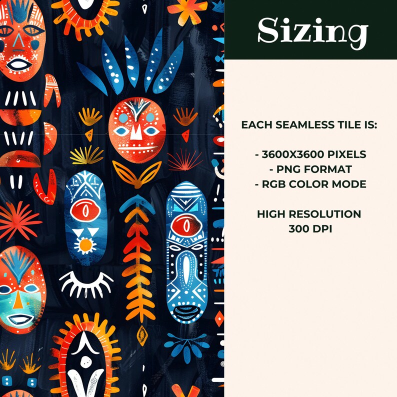 Tiki Seamless Pattern Tiki Mask Pattern Seamless Tiki Print Tiki ...
