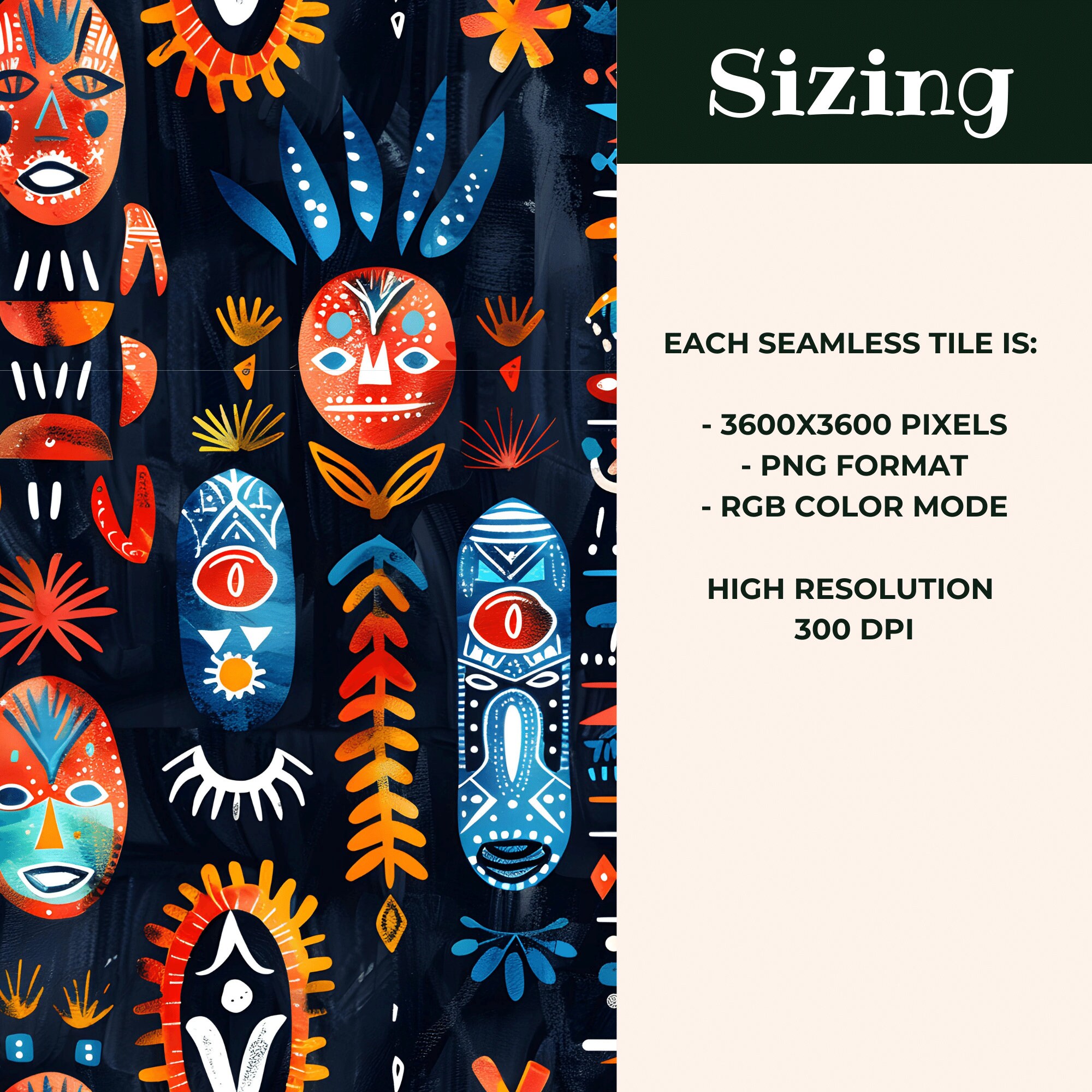 Tiki Seamless Pattern Tiki Mask Pattern Seamless Tiki Print Tiki ...