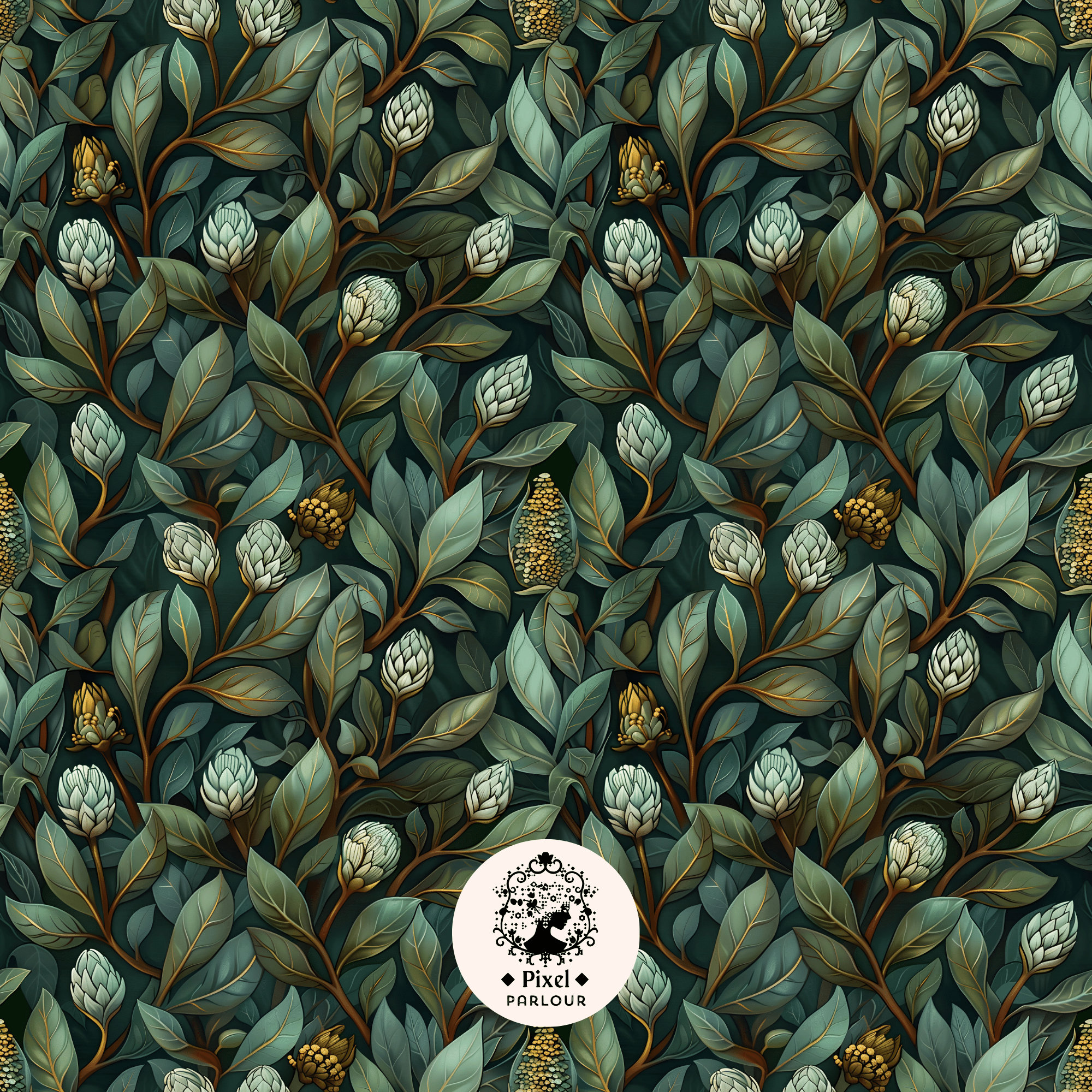 Magnolia Pattern Botanical Seamless Magnolia Tree Print Lush Green ...