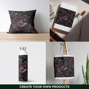 Gothic Peonies Print Seamless Pattern Peonies Dark Botanical Print ...