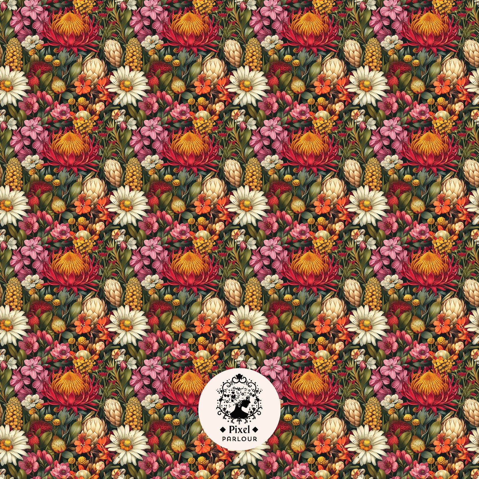 Australian Botanical Print Seamless Pattern Flowers Exotic Flowers ...
