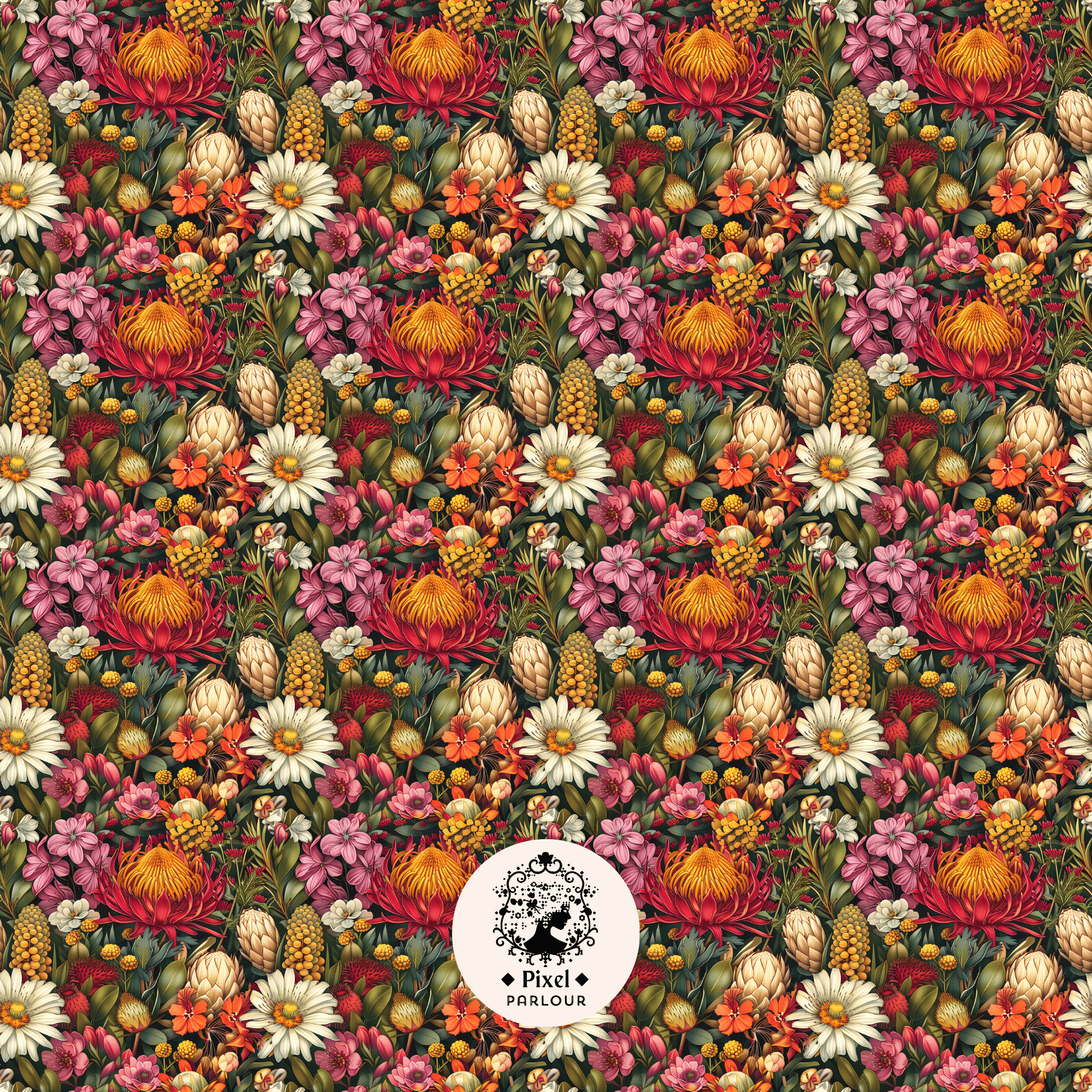 Australian Botanical Print Seamless Pattern Flowers Exotic Flowers ...