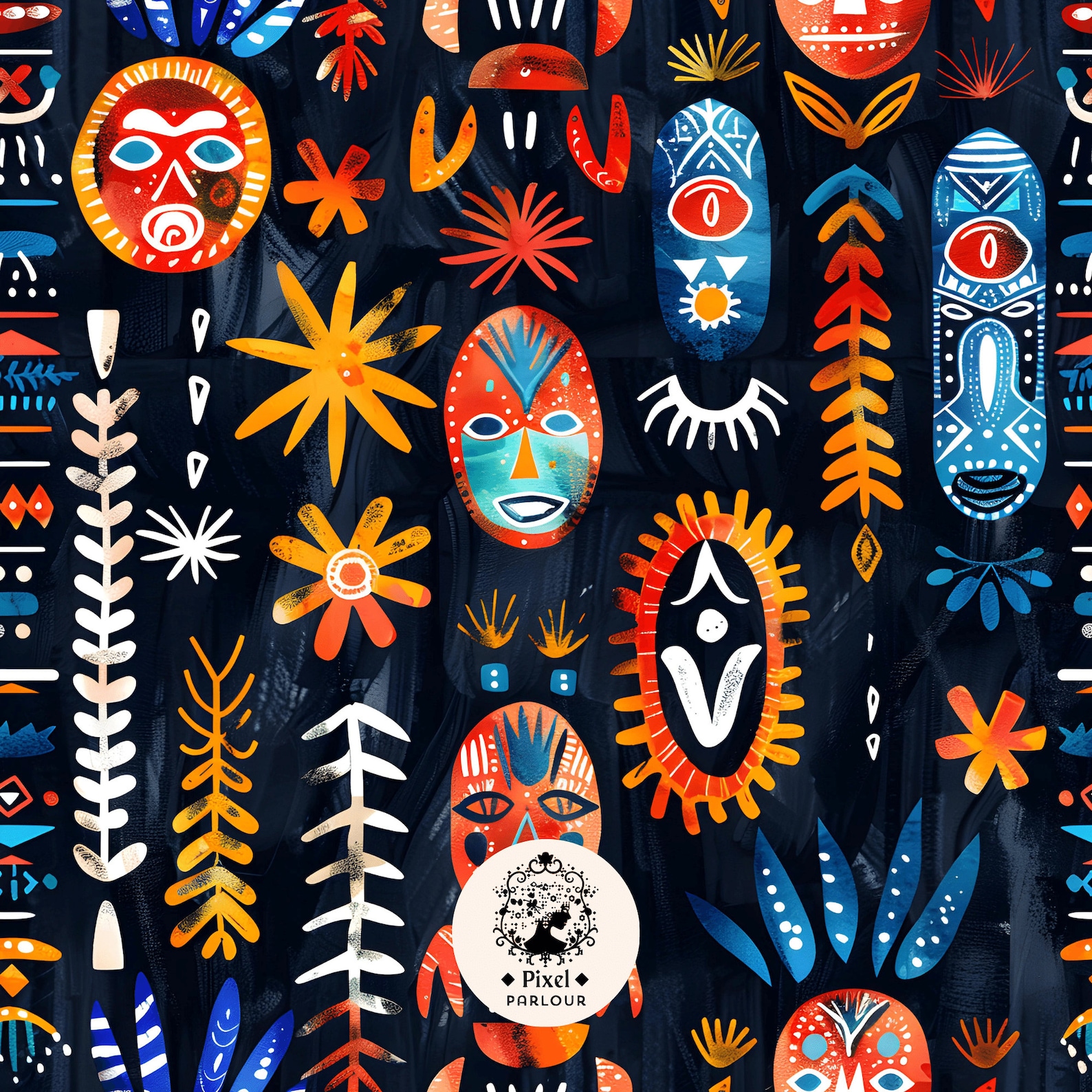 Tiki Seamless Pattern Tiki Mask Pattern Seamless Tiki Print Tiki ...