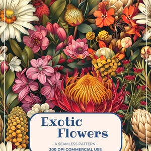 Australian Botanical Print Seamless Pattern Flowers Exotic Flowers ...