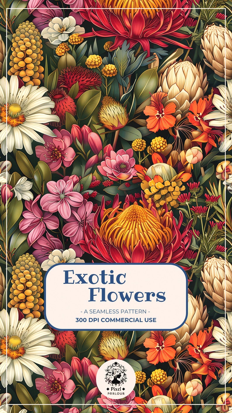 Australian Botanical Print Seamless Pattern Flowers Exotic Flowers ...