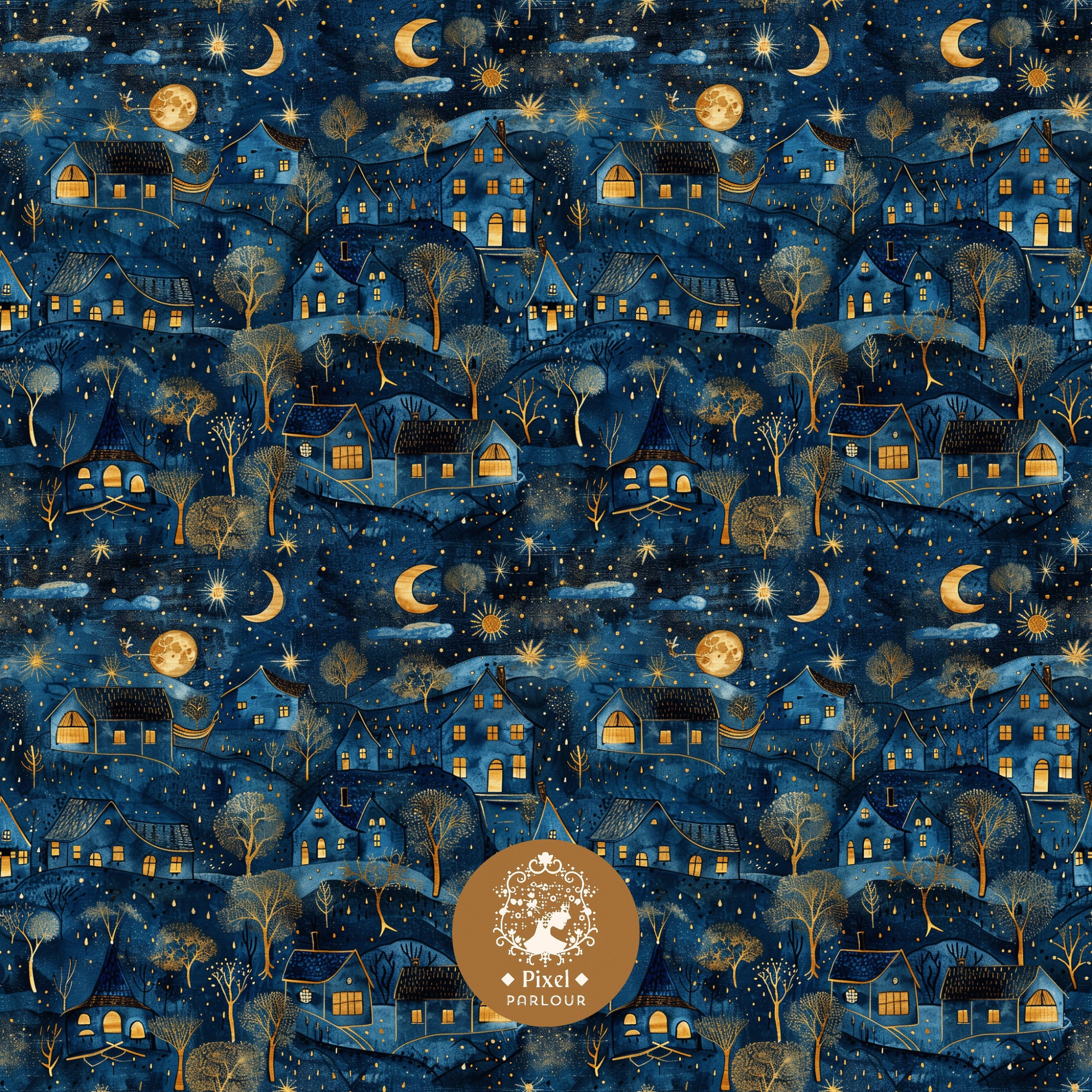 Fairy Village Pattern Fairy Pattern Fairy Seamless Pattern Night Time ...