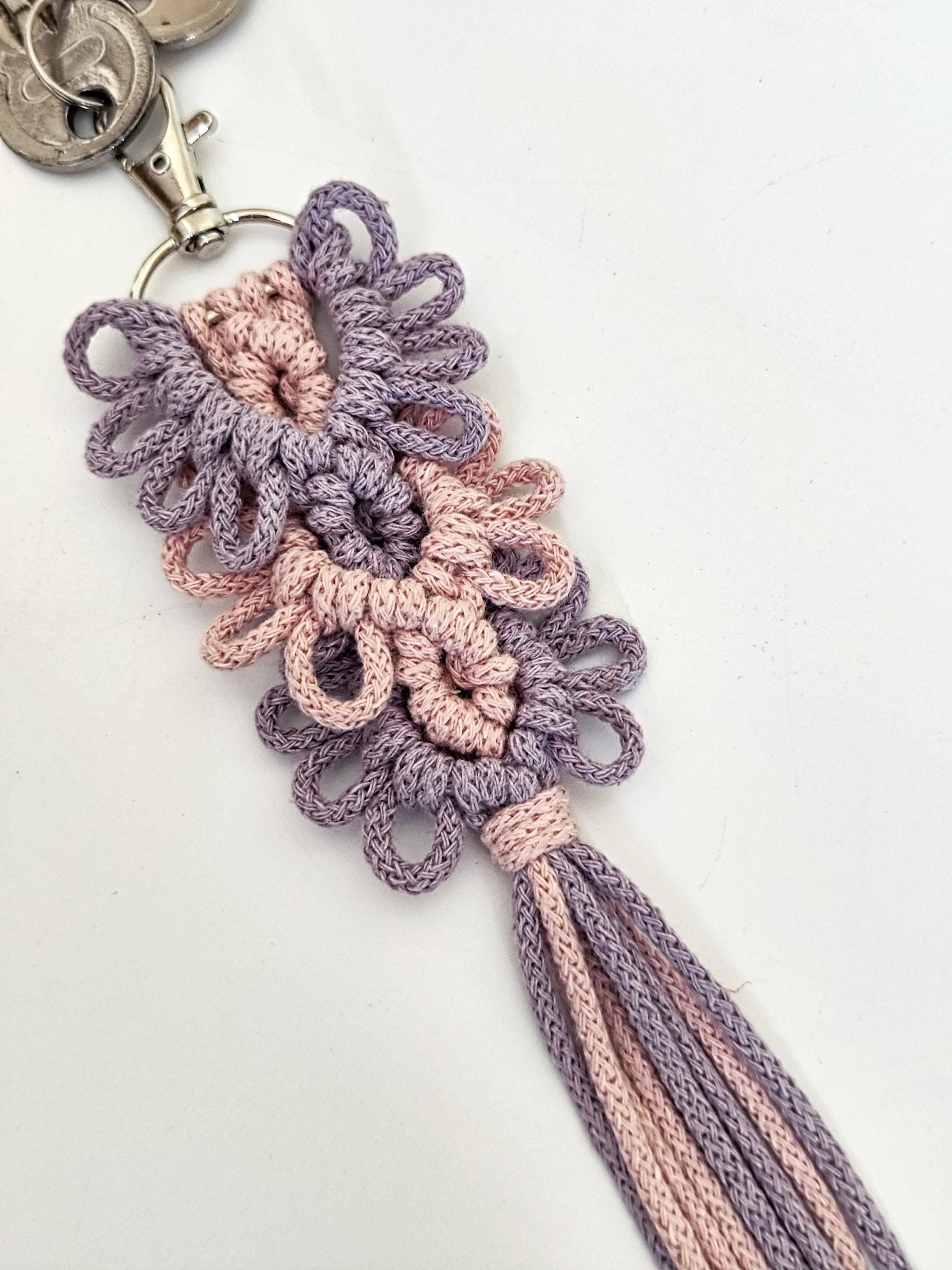DIY Flowers Macrame Keychain PDF Pattern Tutorial Step-by-step Guide ...