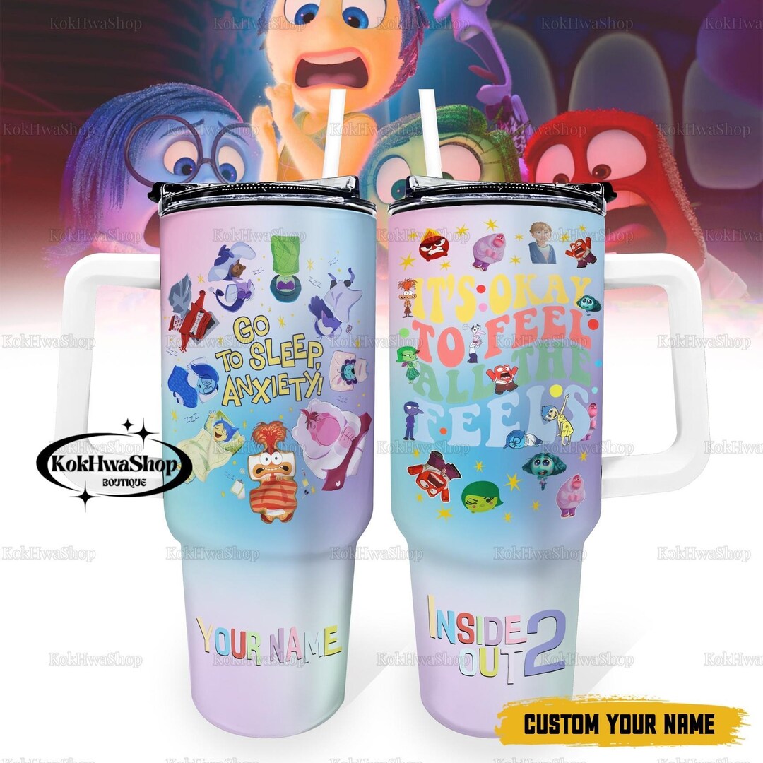 Custom Inside Out 40oz Tumbler, It's Ok to Feel All This Feels Cup ...