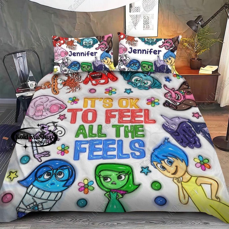 Custom Disney Pixar Inside Out Bedding Set, Inside Out 2 Bed Set, It's ...
