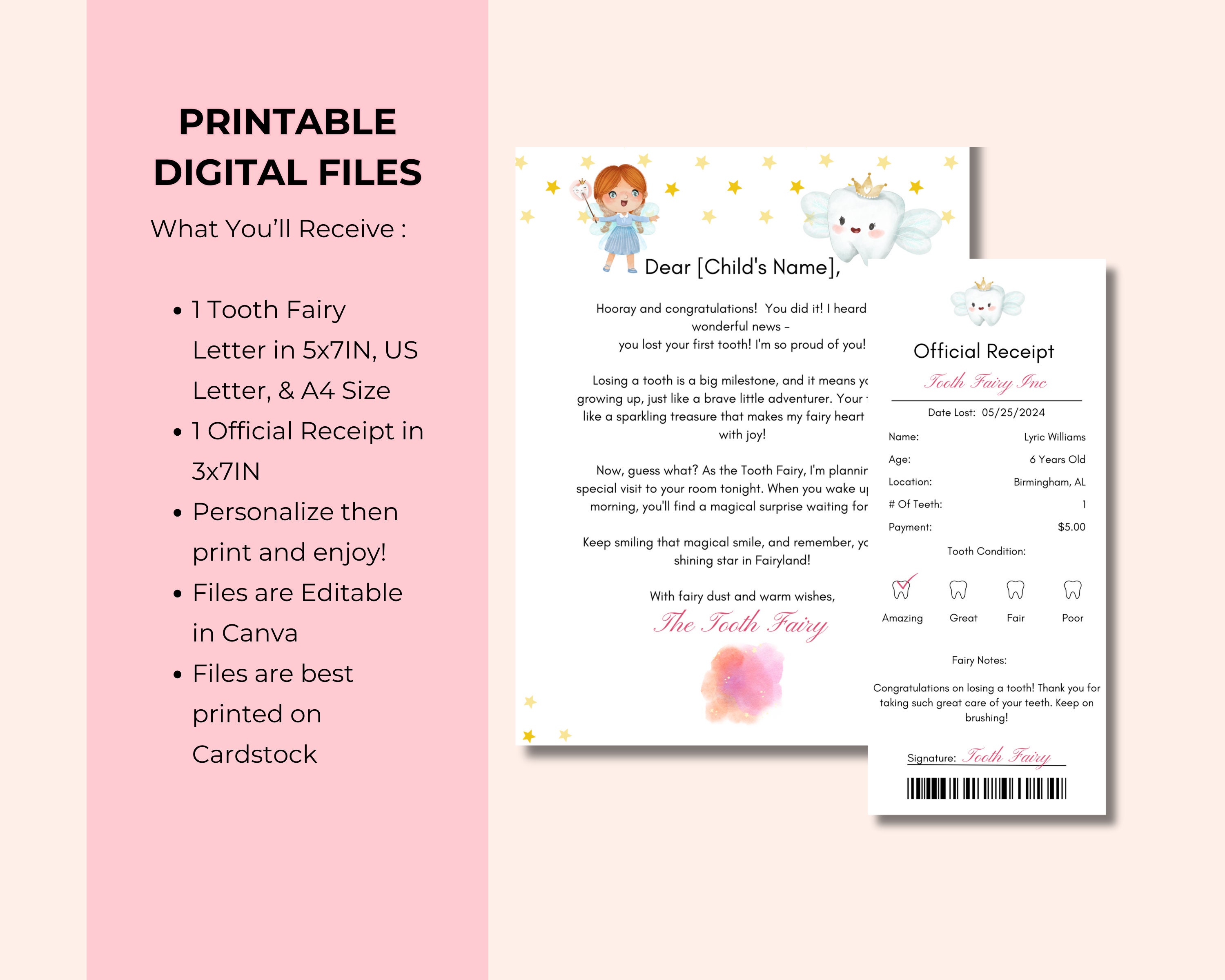 Editable Tooth Fairy Letter Tooth Fairy Receipts Tooth Fairy Letter ...