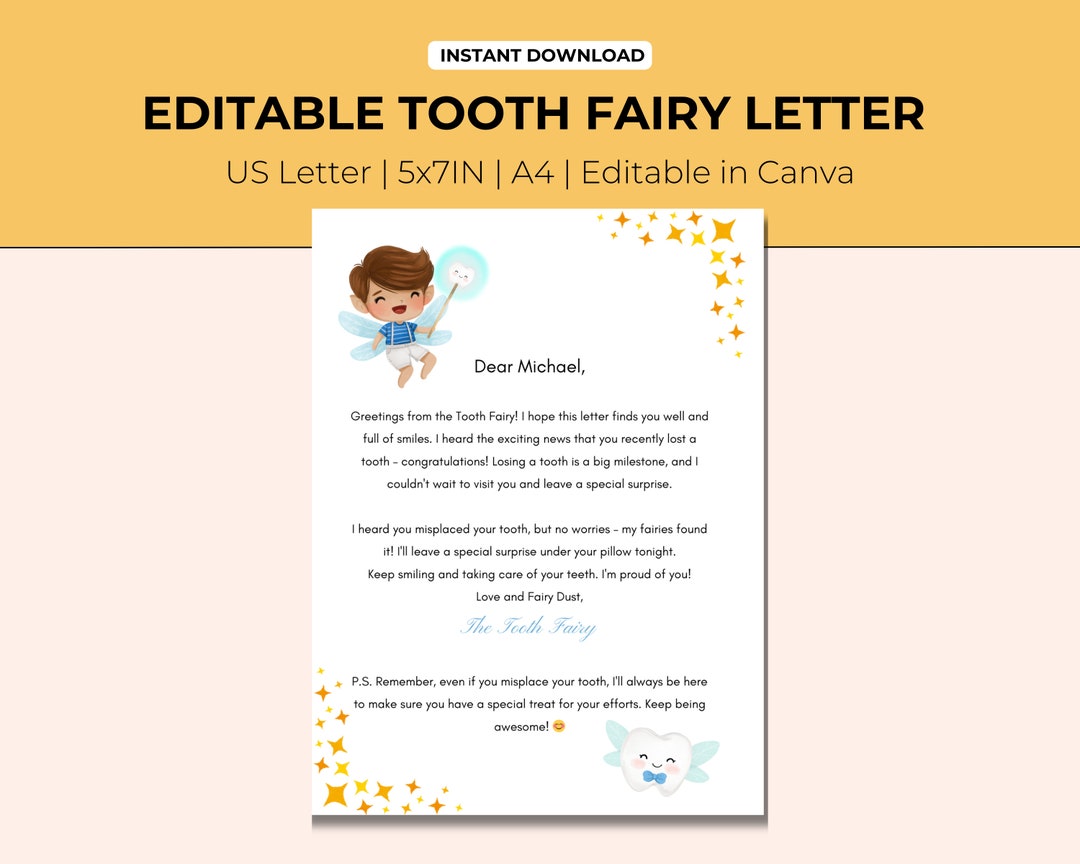 Boy Tooth Fairy Letter | Tooth Fairy Note Boy | Lost Tooth Fairy Letter ...