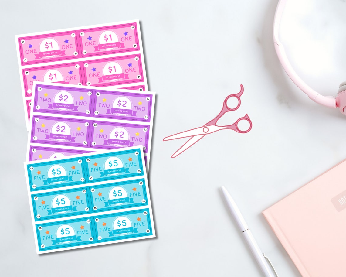 Editable Reward Bucks Printable Play Money Chore Bucks Kids Reward ...