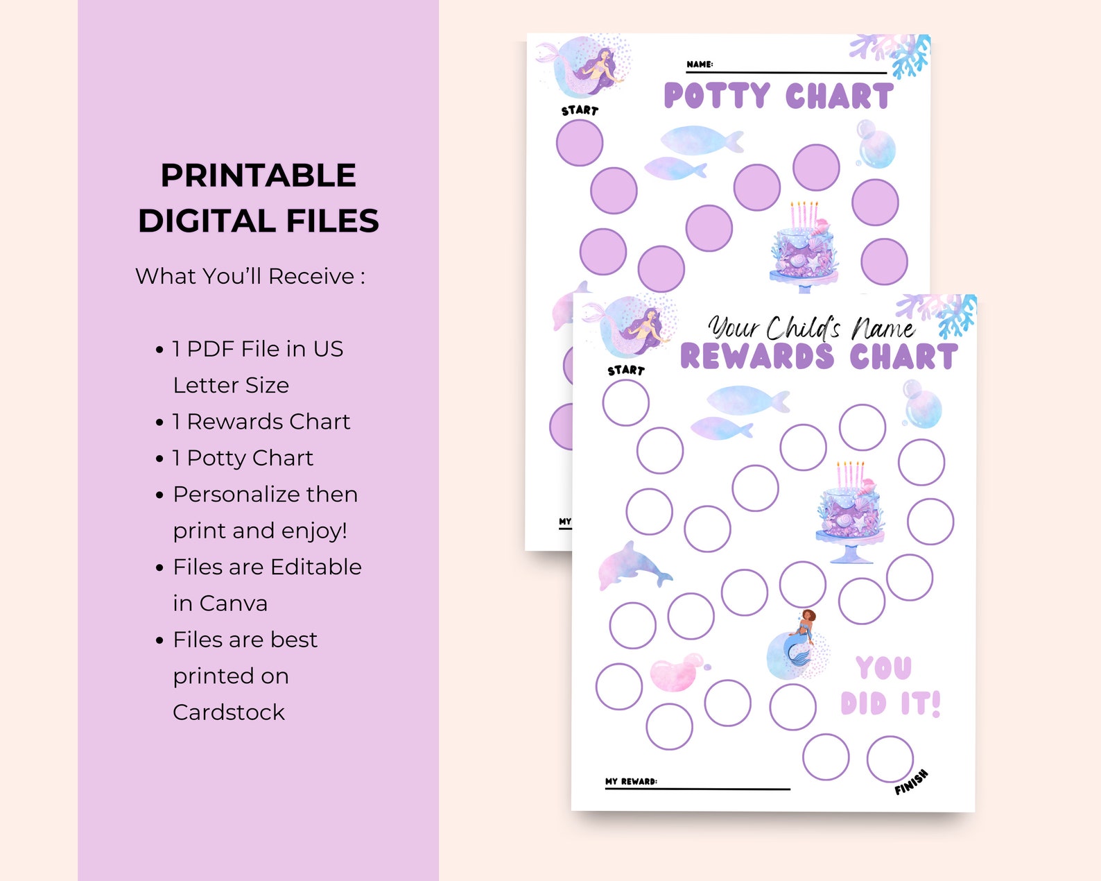 Rewards Chart for Kids | Potty Training Chart Girl | Toilet Training ...