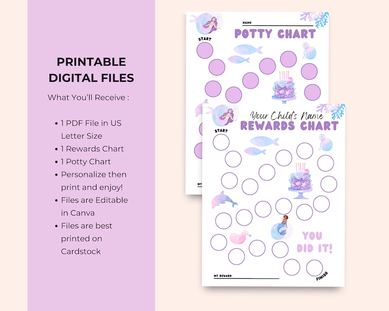 Rewards Chart for Kids | Potty Training Chart Girl | Toilet Training ...