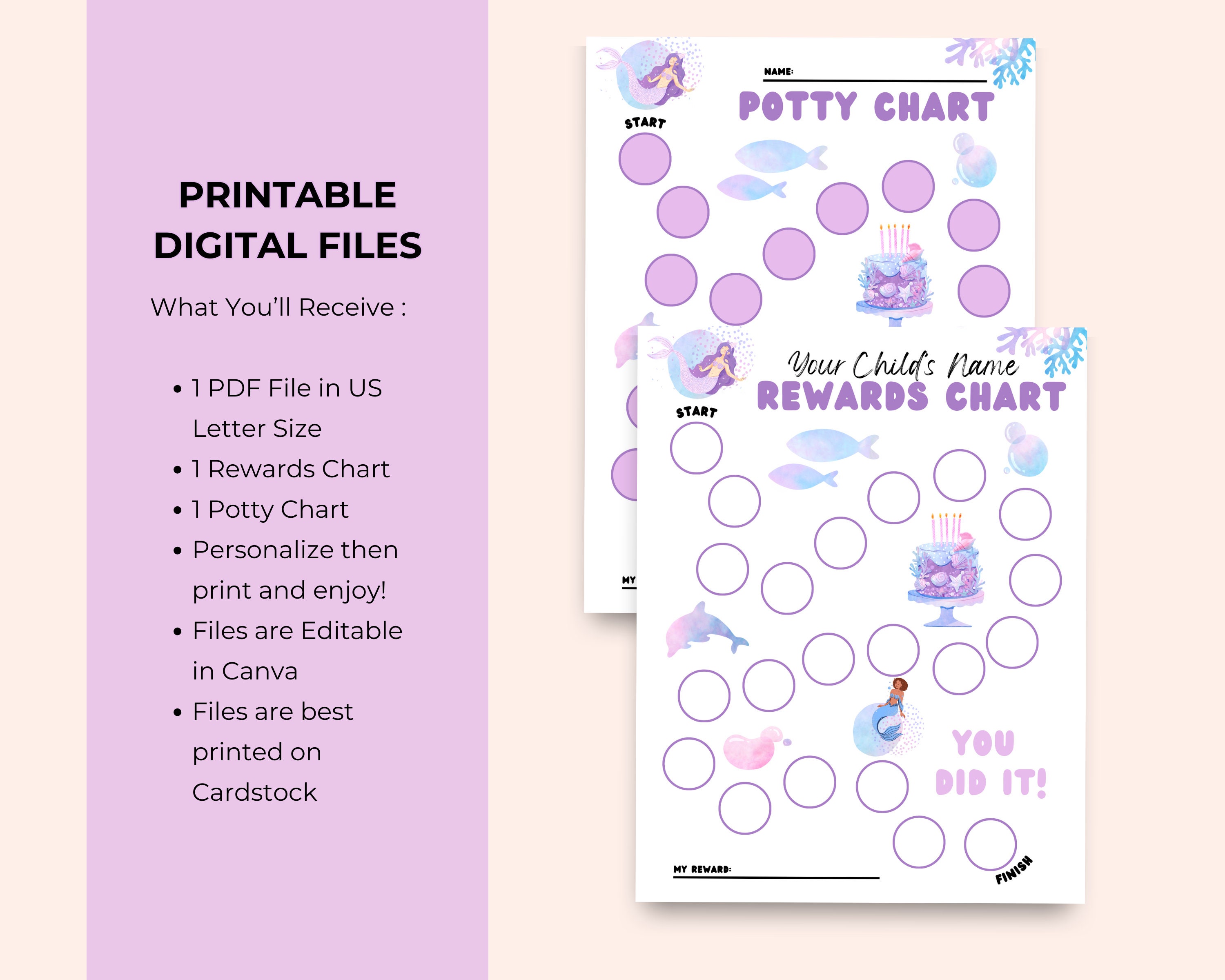 Rewards Chart for Kids Potty Training Chart Girl Toilet Training Chart ...