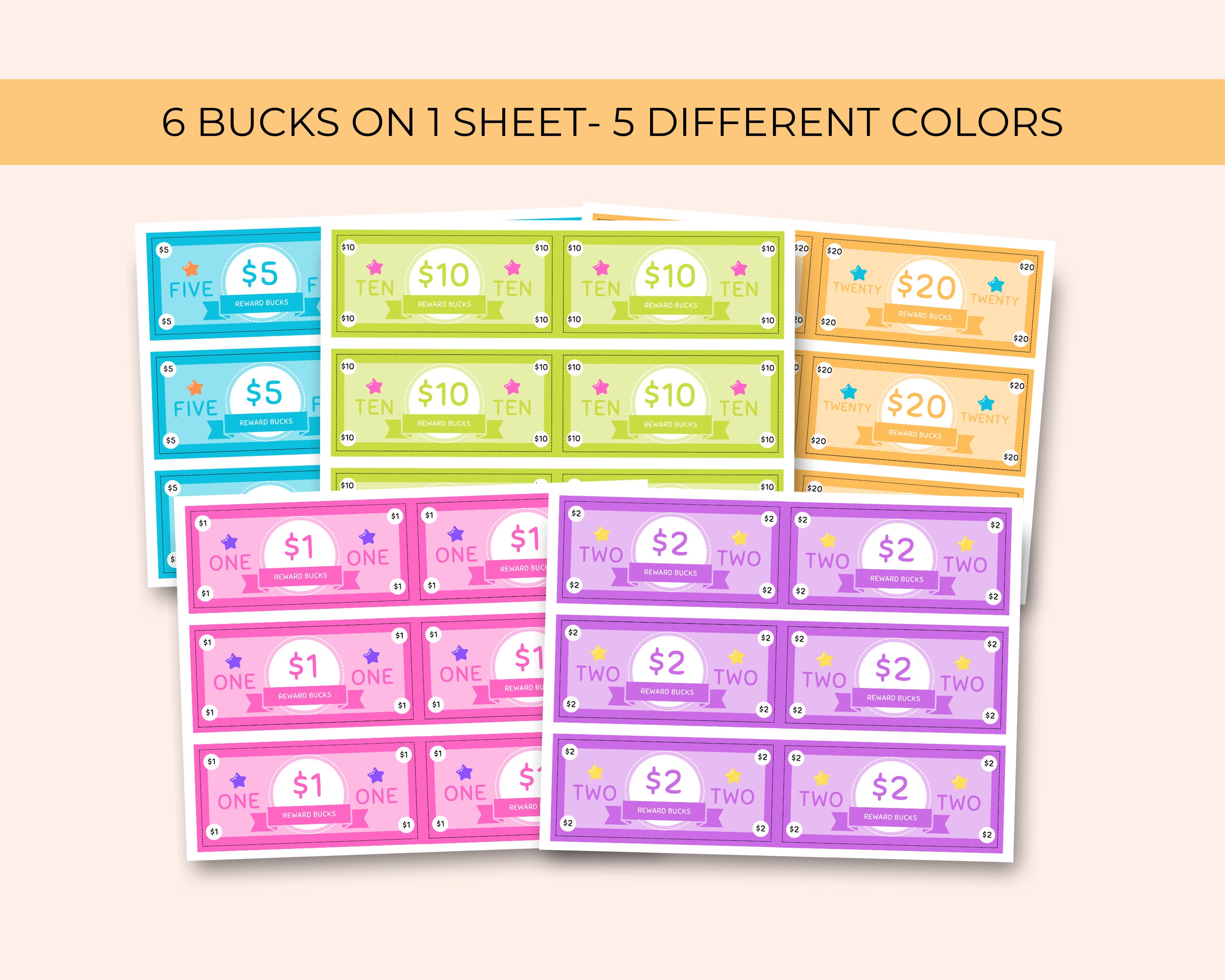 Editable Reward Bucks | Printable Play Money | Chore Bucks | Kids ...