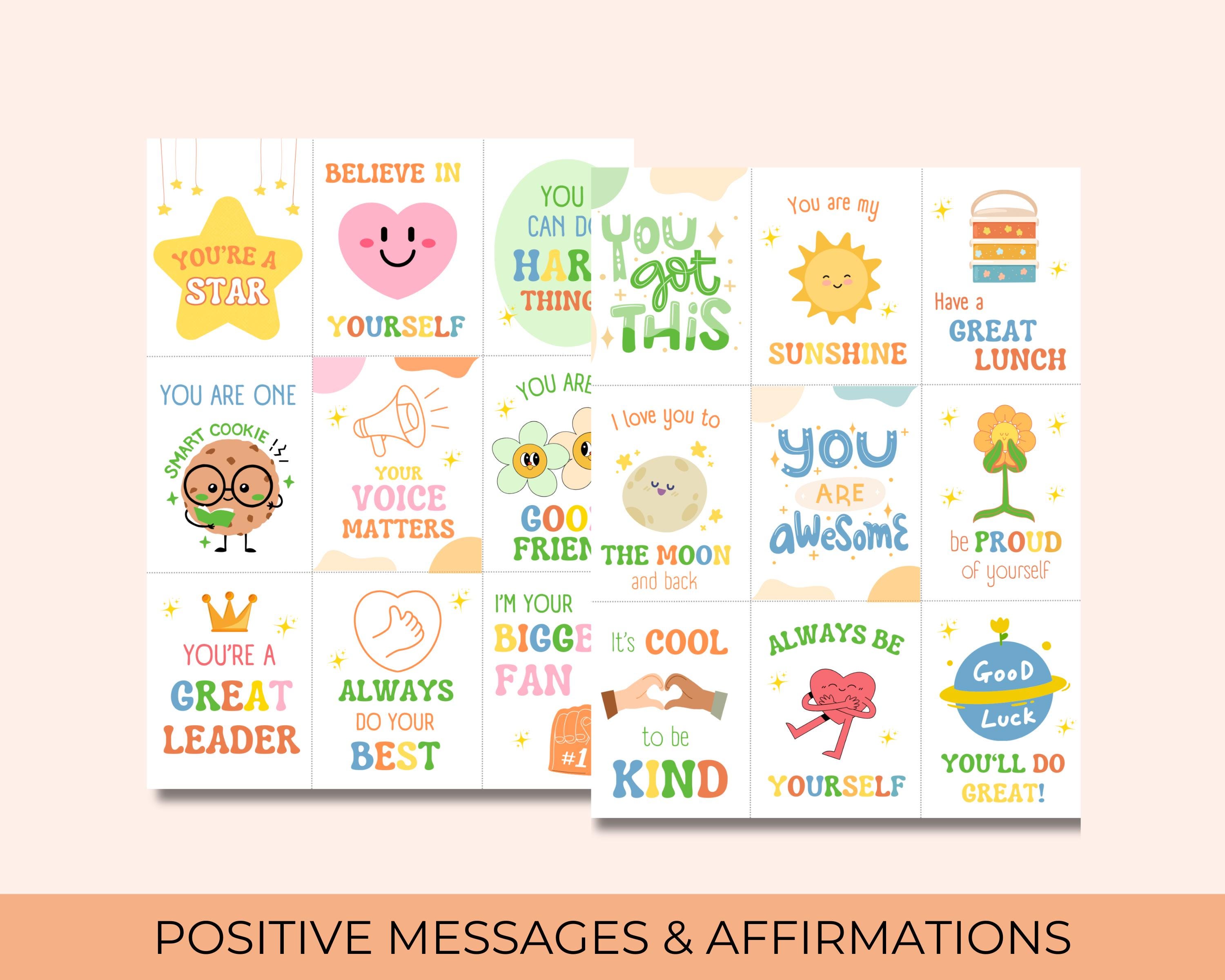Lunchbox Notes for Kids, Printable Lunchbox Notes, Positive Notes ...