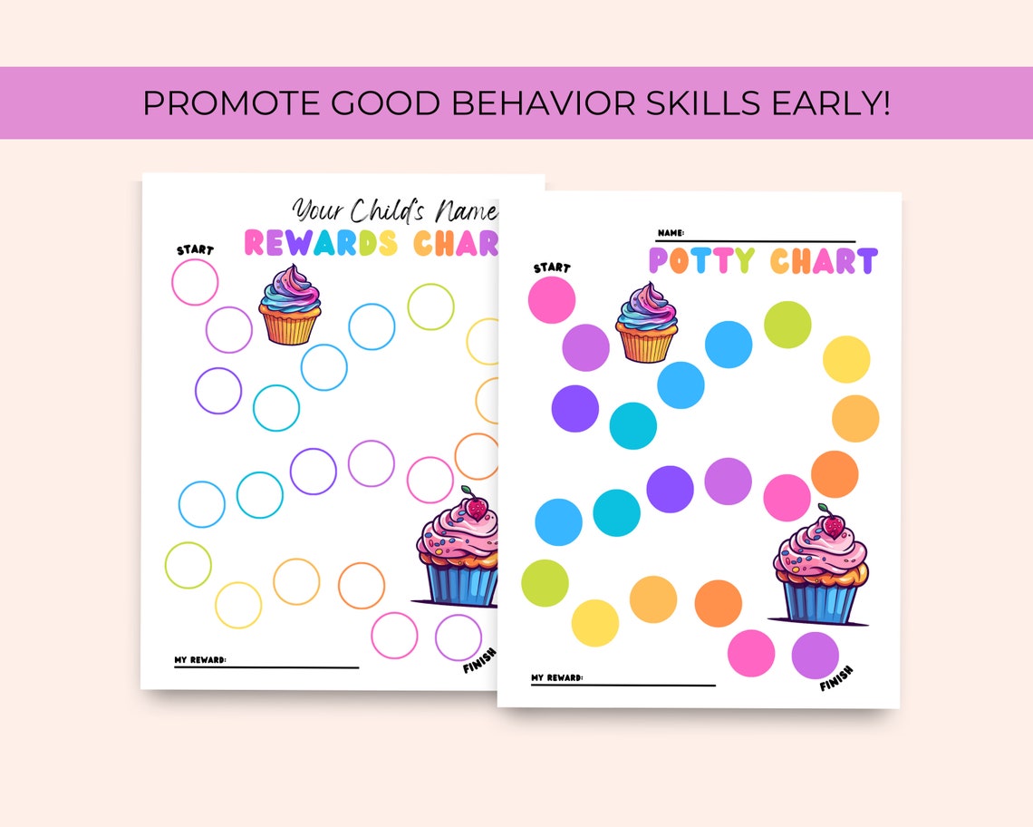 Girl Potty Chart | Rewards Chart for Kids | Potty Training Chart Girl ...