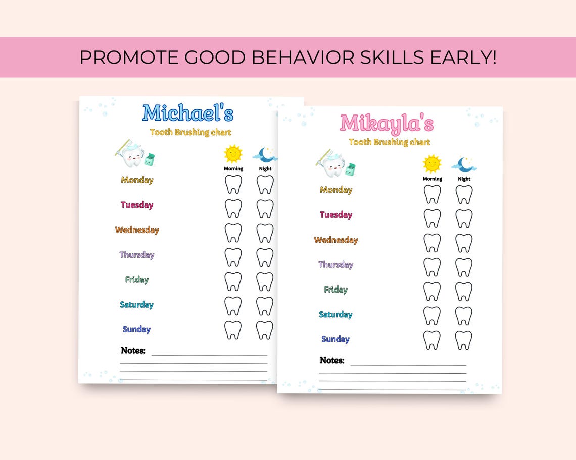 Zahnputz-Diagramm, Kinder-Routine-Diagramm, Zähneputzen-Diagramm ...