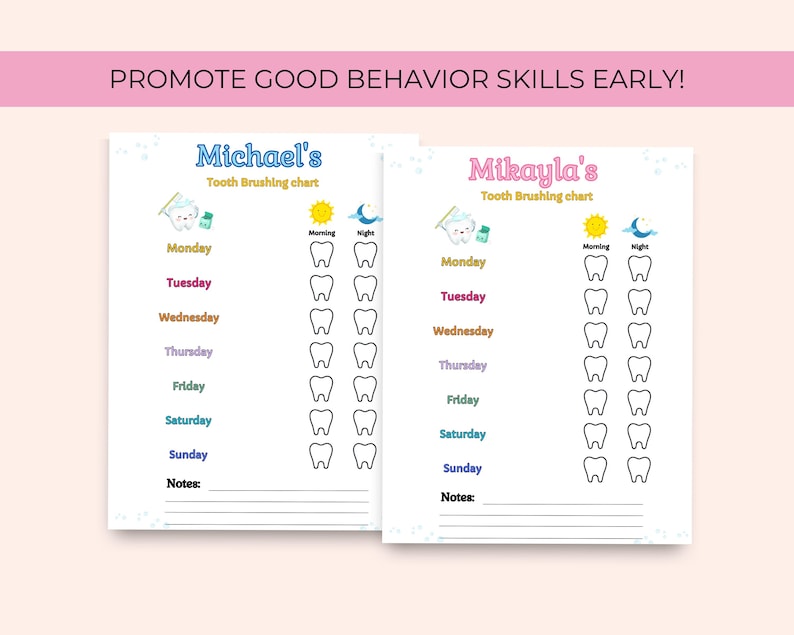Zahnputz-Diagramm, Kinder-Routine-Diagramm, Zähneputzen-Diagramm ...