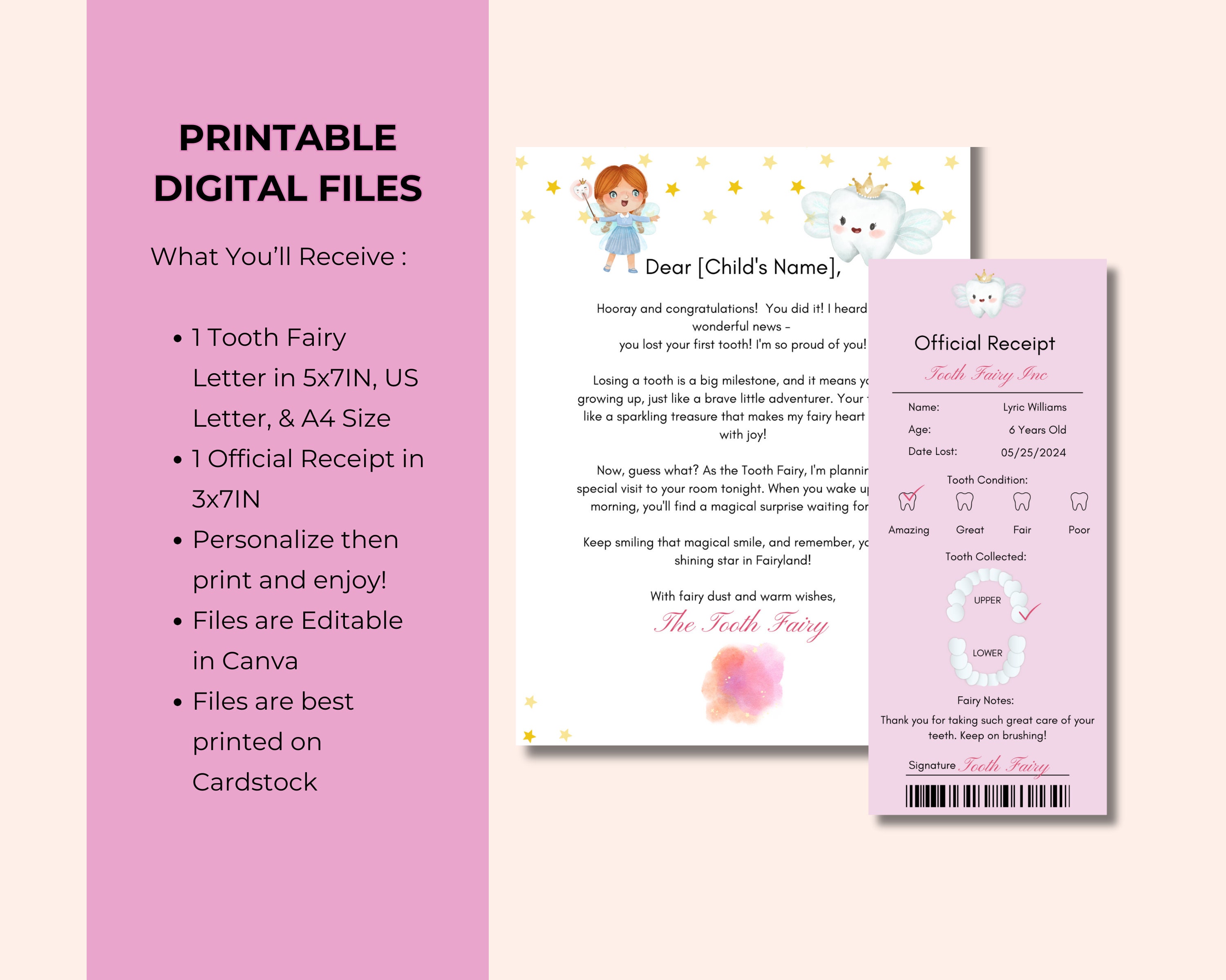 Tooth Fairy Letter First Tooth Editable Tooth Fairy Letter Tooth Fairy ...