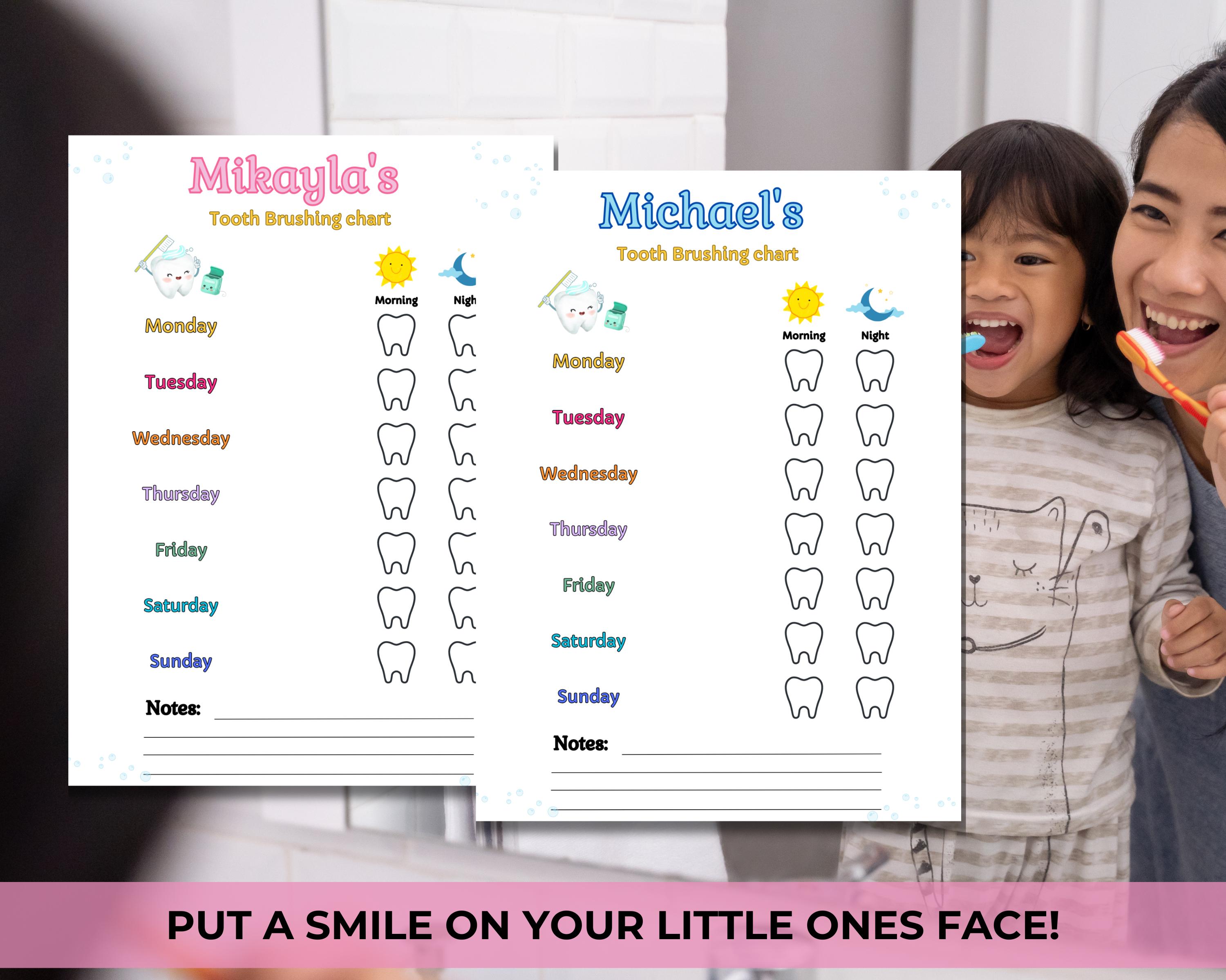 Zahnputz-Diagramm, Kinder-Routine-Diagramm, Zähneputzen-Diagramm ...