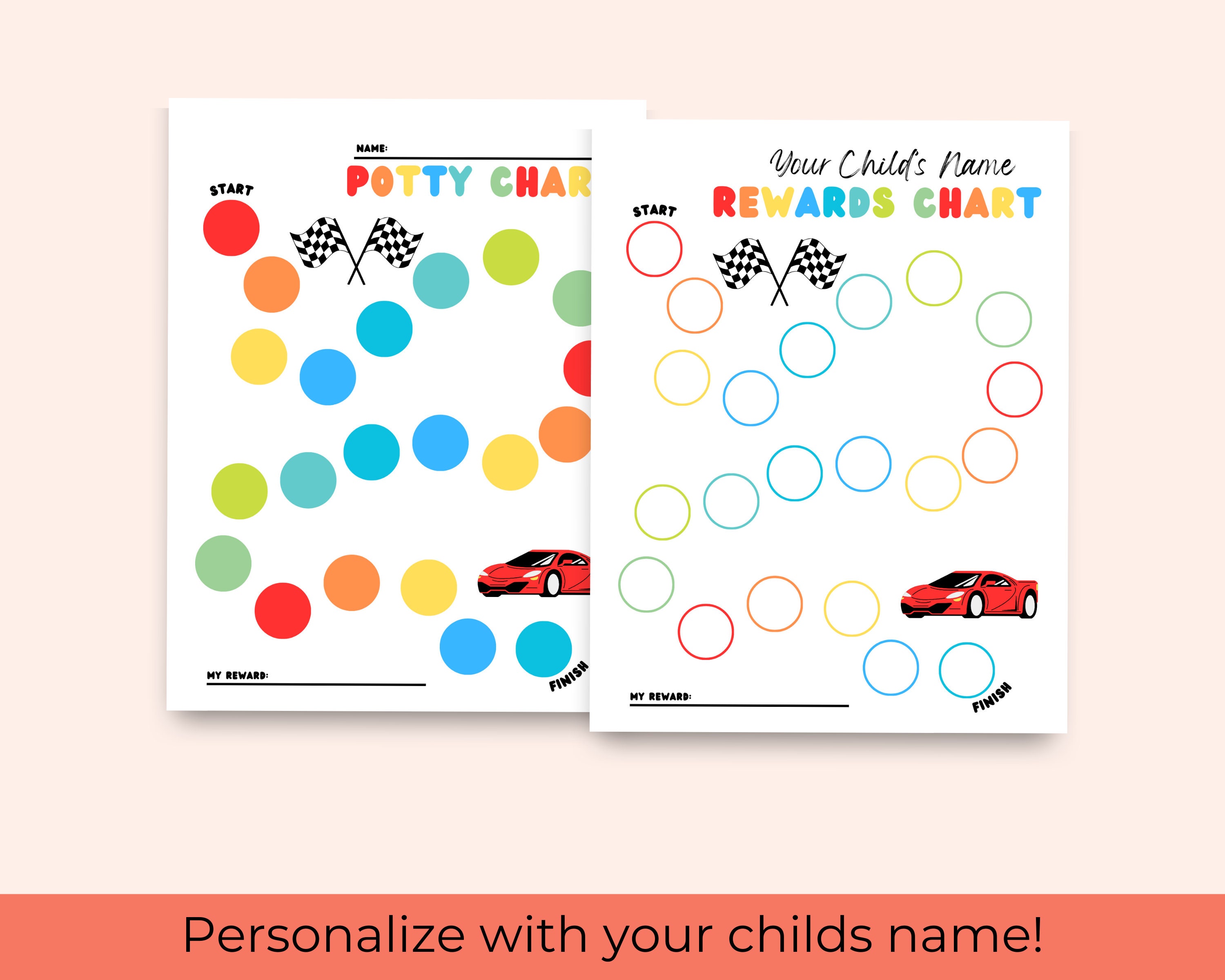 Race Car Potty Chart | Potty Training Chart Boys | Boys Potty Training ...