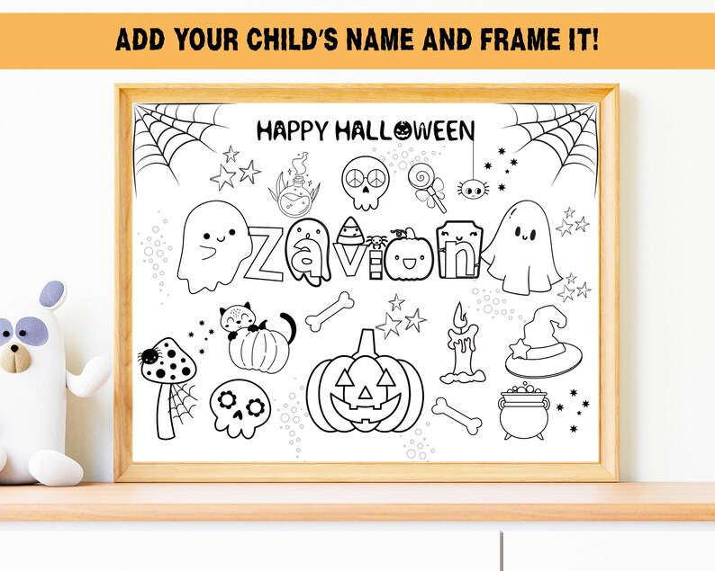 Personalized Halloween Name Coloring Page: Printable Kids Activity (PDF ...