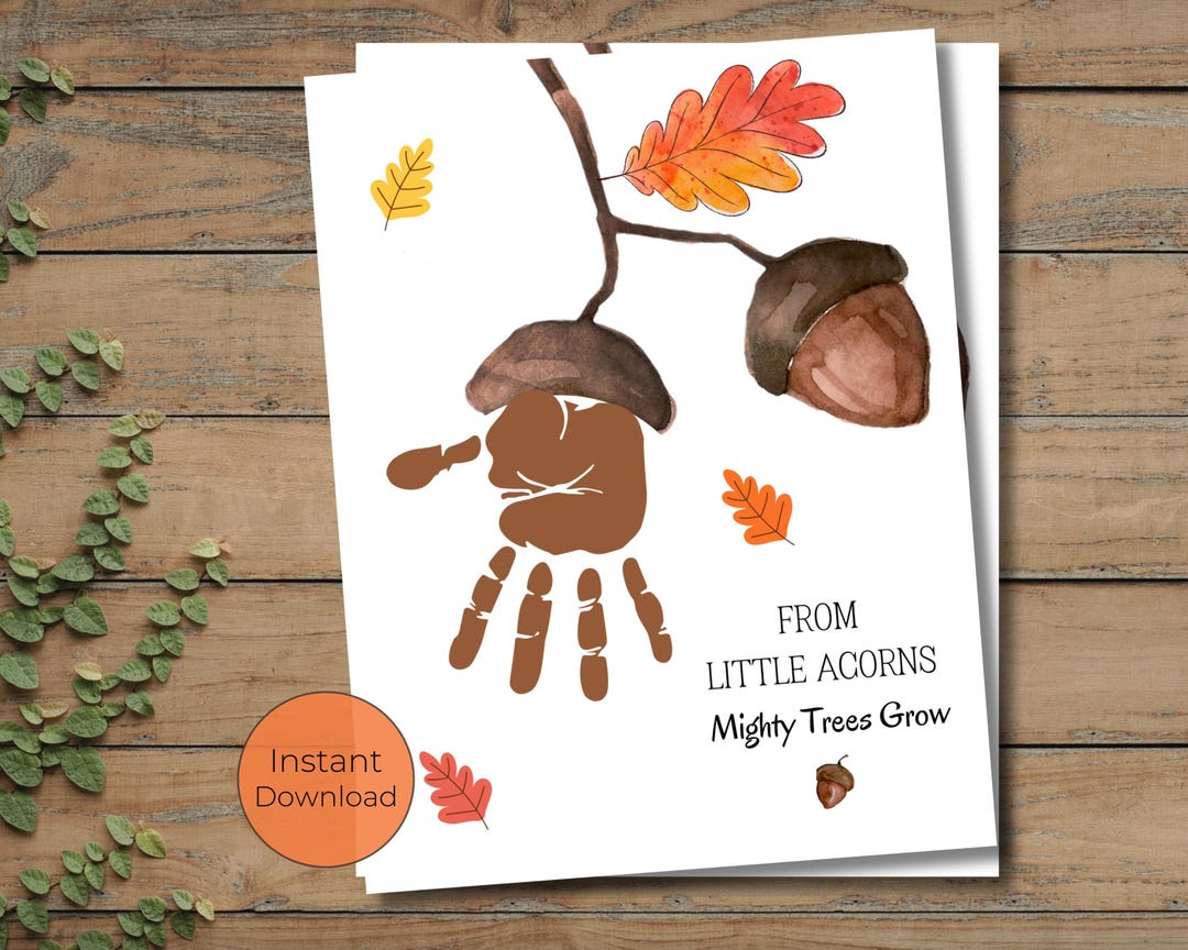Little Acorns Handprint Craft, Fall Acorn Craft, Fall Handprint Craft ...