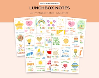 Printable Lunchbox Notes for Kids, Kindergarten Positive Affirmation ...
