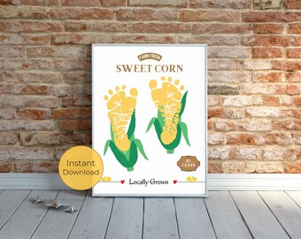 Corn Footprint Art, Fall Footprint Art, Sweet Corn Footprint Art, Farm ...