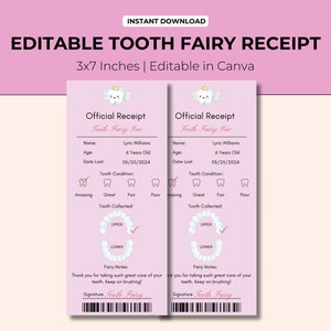 Tooth Fairy Printable Tooth Fairy Receipts Editable Tooth Fairy Letter ...