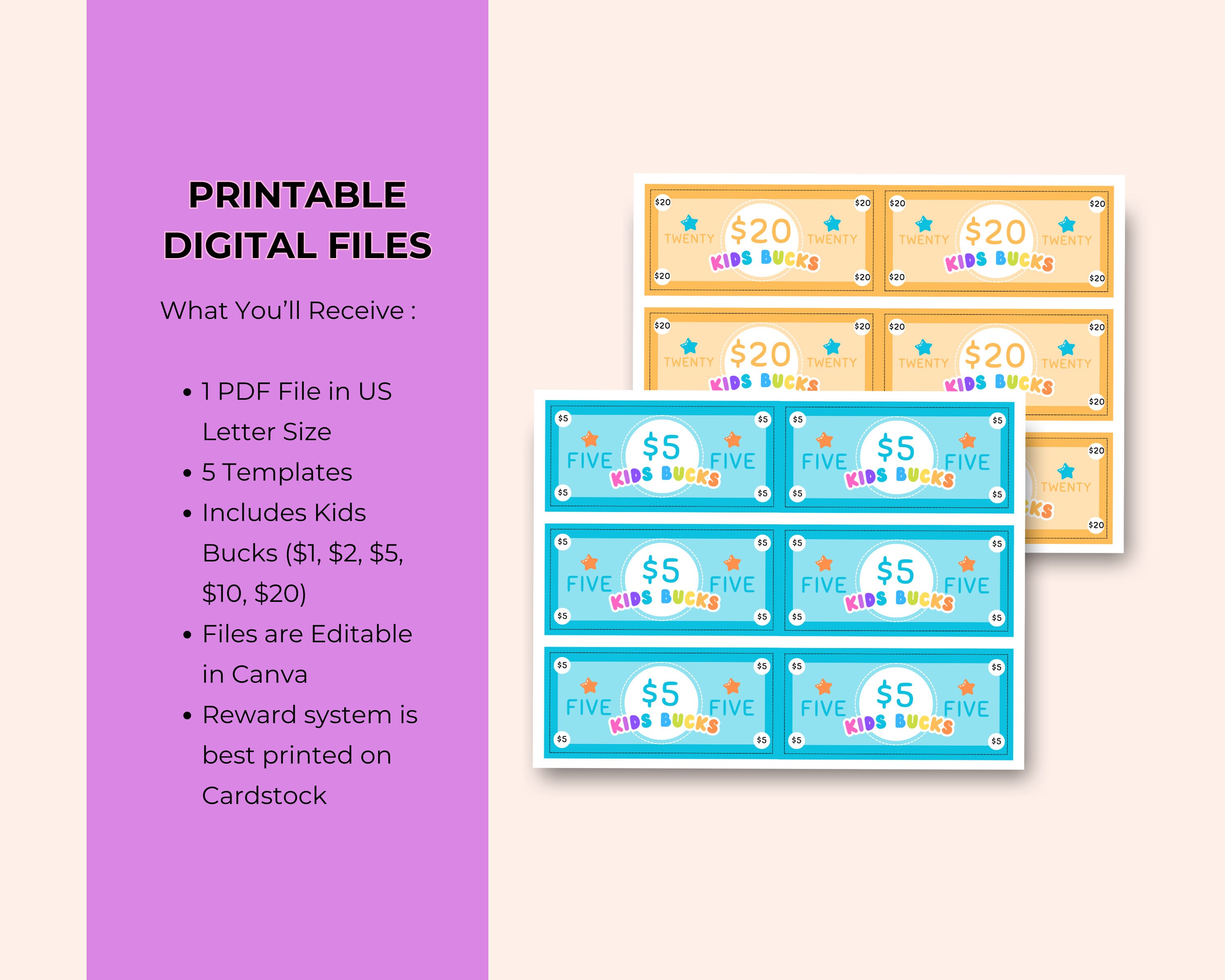 Editable Play Money | Reward Bucks | Good Behavior Bucks Printable ...
