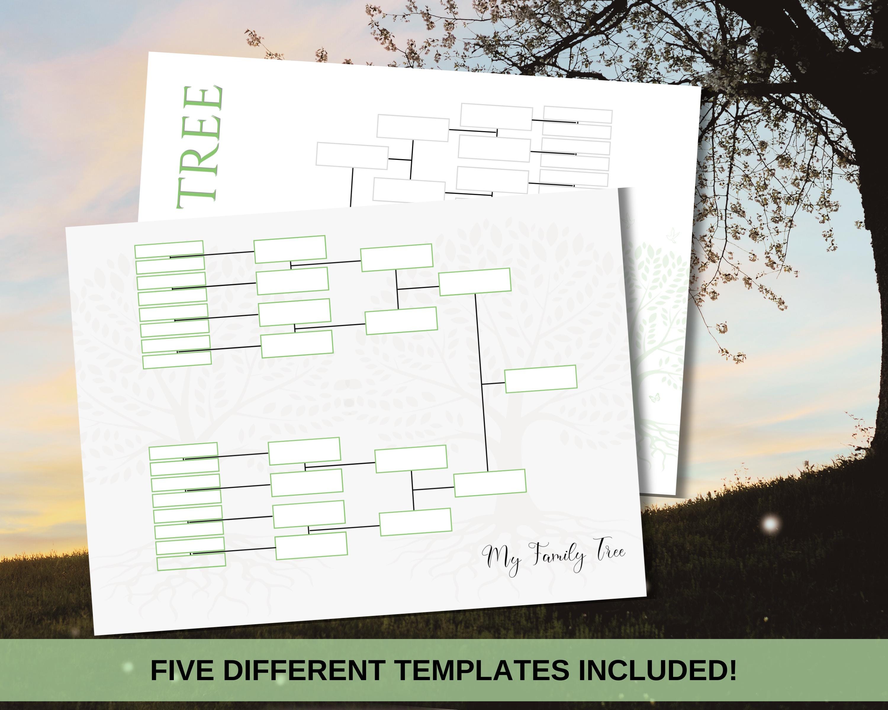 Editable Family Tree Chart: 5-6 Generation Genealogy (digital Download ...