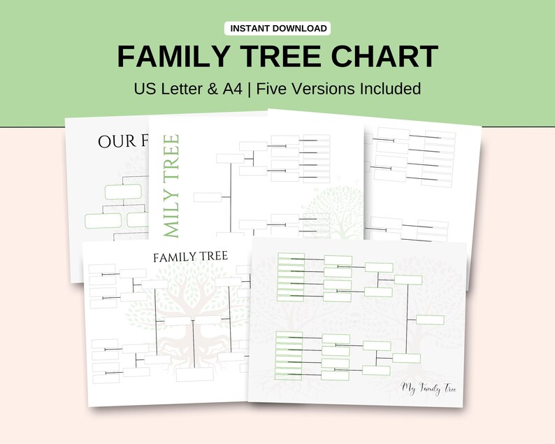 Family Tree Chart, Family Tree Template, Genealogy Chart, Pedigree ...