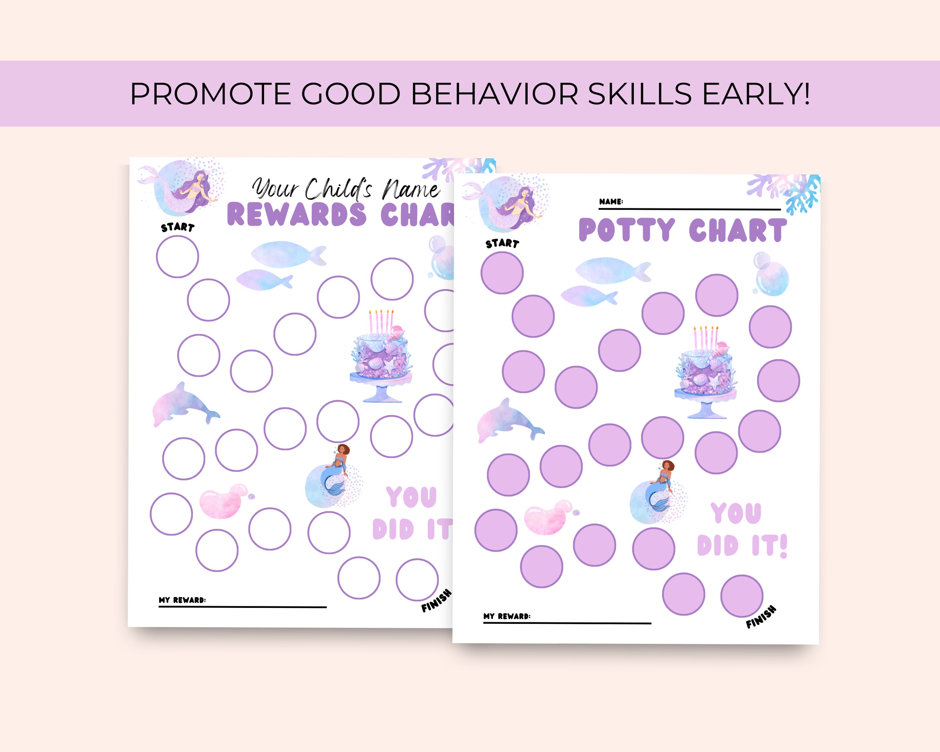 Rewards Chart for Kids Potty Training Chart Girl Toilet Training Chart ...