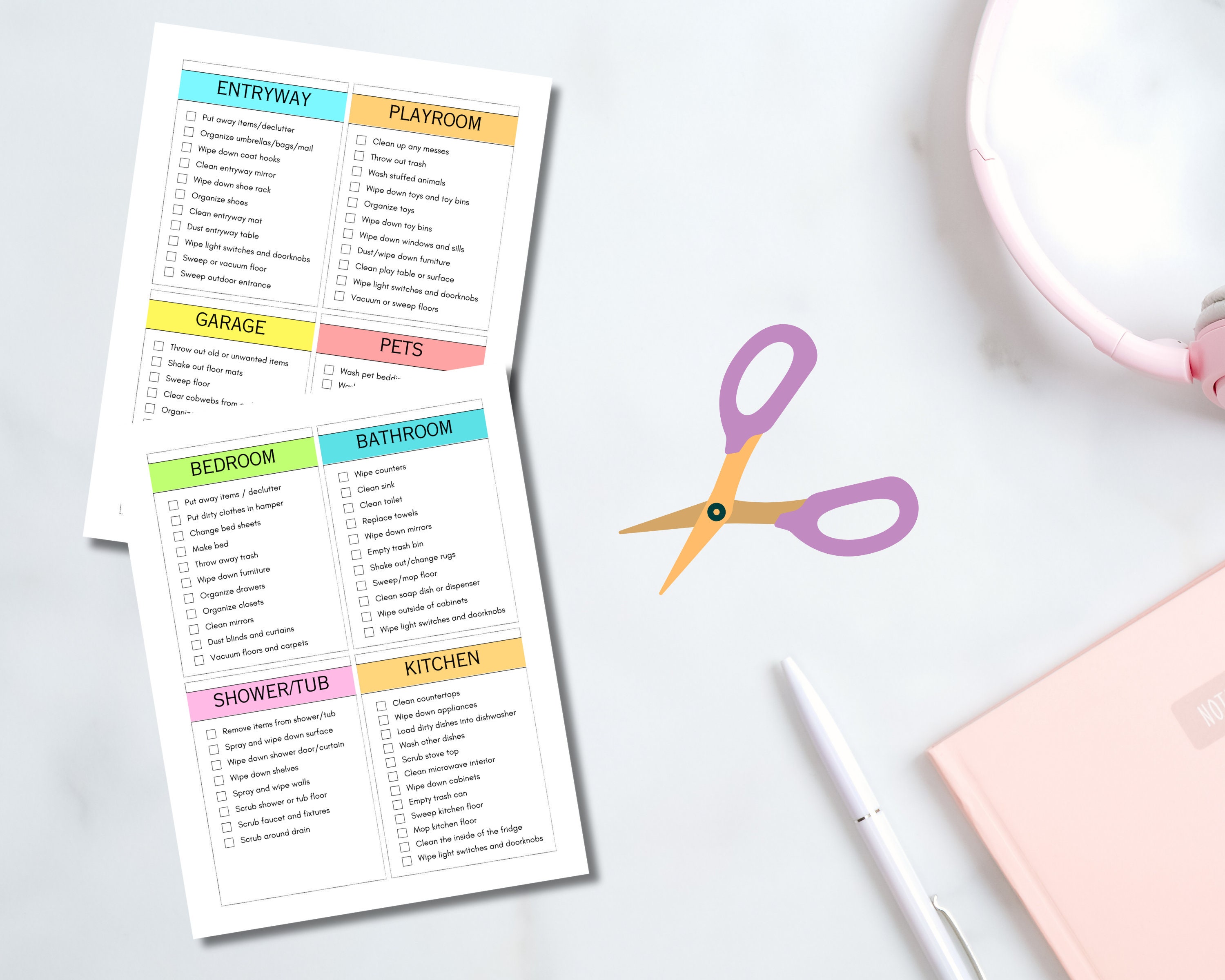 Cleaning Checklist Cards | Editable Chore Cards | Adhd Cleaning ...