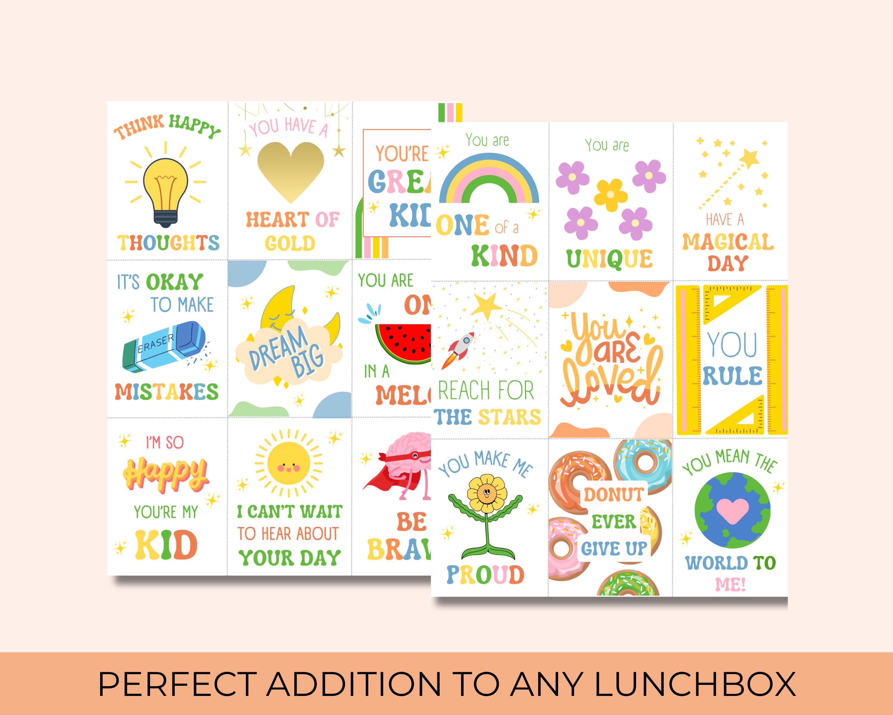 Lunchbox Notes for Kids, Printable Lunchbox Notes, Positive Notes ...